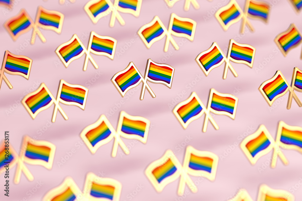 Shallow Dof Focus On Rainbow Lgbtq Flags Pattern Gay Pride Month