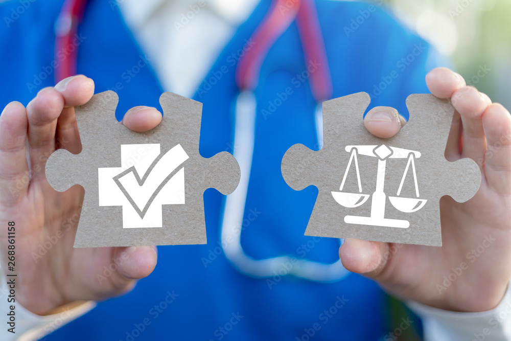 Pharmacy Medical Compliance concept. Doctor or pharmacist holds a ...