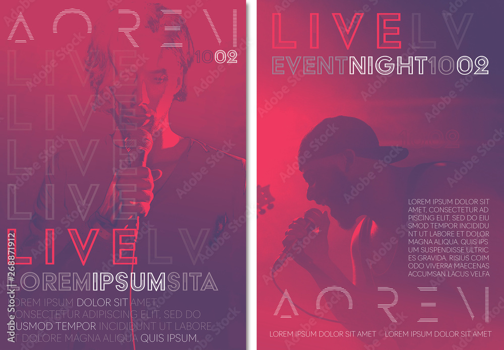 Red and Purple Gradient Poster Layout Set Stock Template | Adobe Stock
