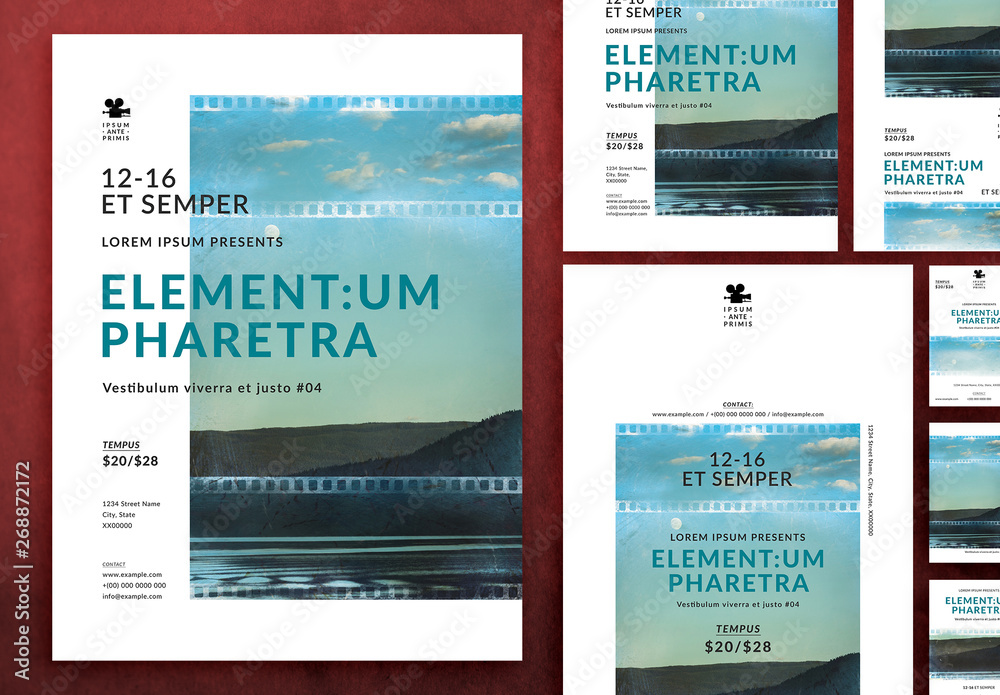 Poster Layout Set with Film Strip Elements Stock Template | Adobe Stock