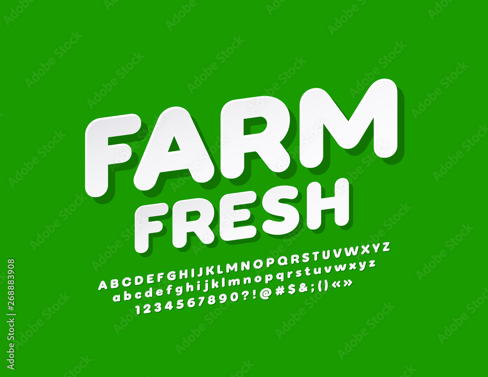 Vector logo Farm Fresh with flat Font. White modern Alphabet Letters ...