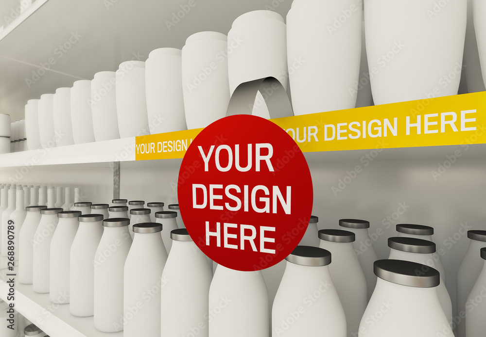 Supermarket Shelf Label and Promotion Mockup Stock Template | Adobe Stock