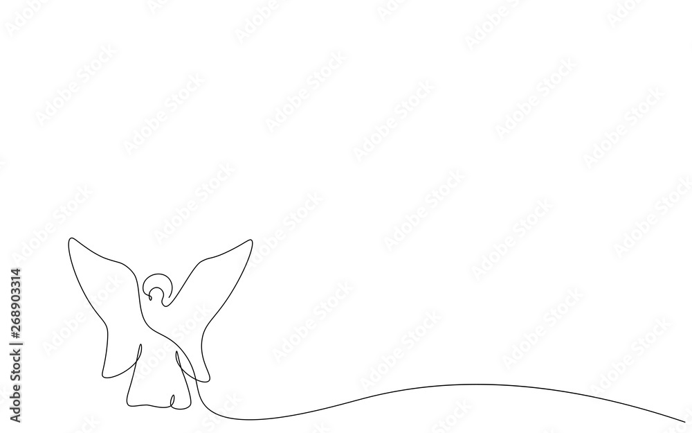 Angel one line drawing vector illustration. Stock Vector | Adobe Stock