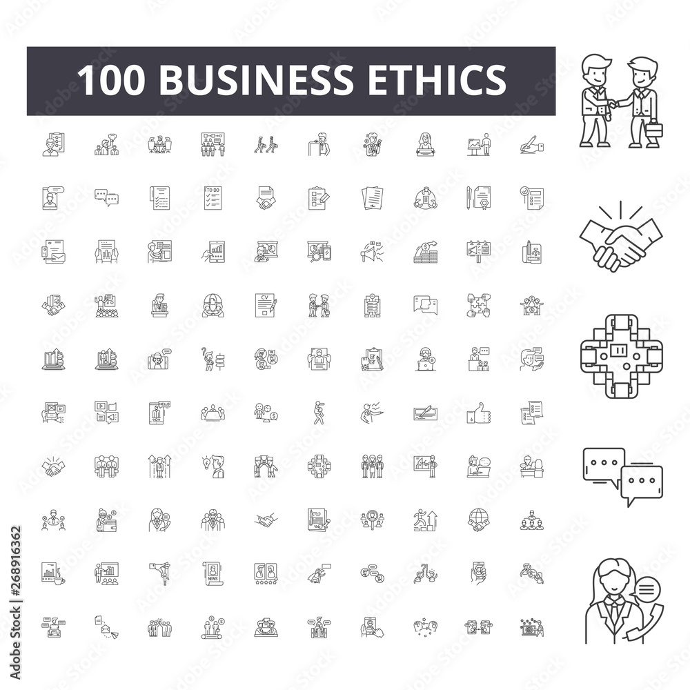Business ethics line icons, signs, vector set, outline concept ...