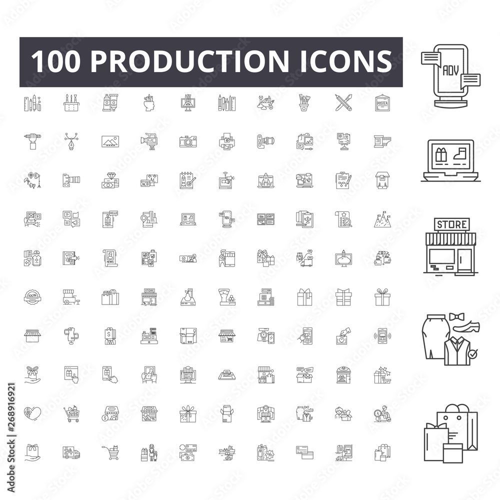 Production line icons, signs, vector set, outline concept illustration ...