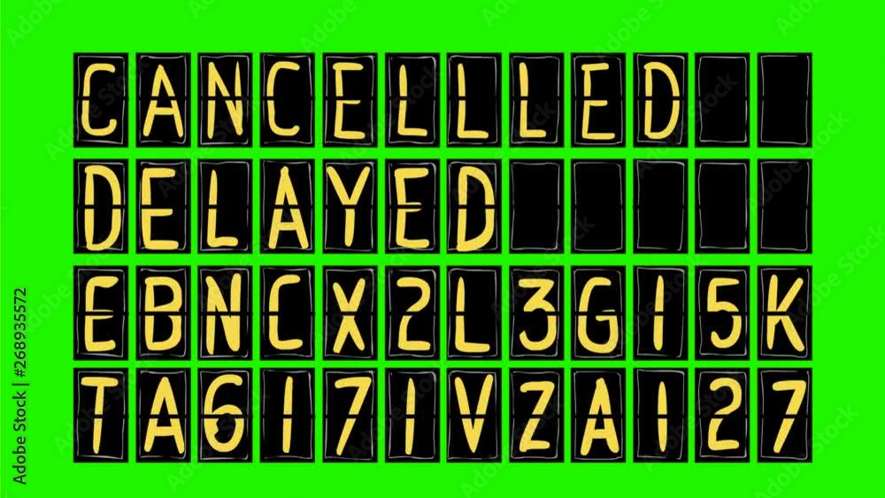 2d Animation motion graphics drawing of an airport departure sign ...