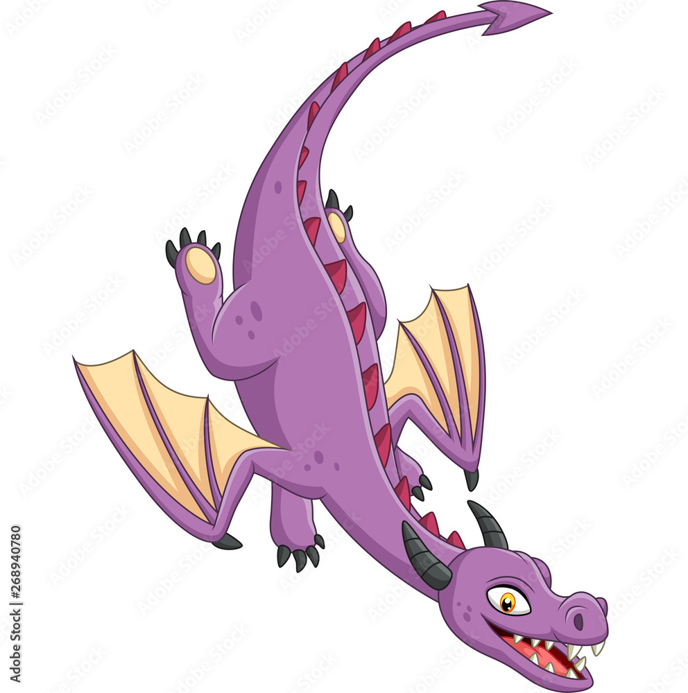 Cartoon dragon flying on white background Stock Vector | Adobe Stock