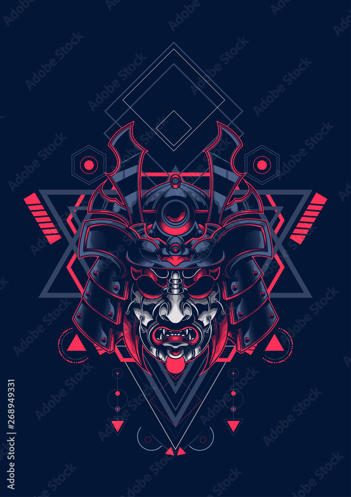 samurai mask sacred geometry Stock Illustration | Adobe Stock