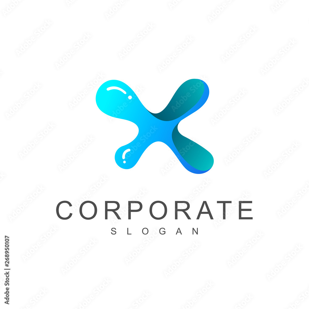 logo letter x,logo x and water droplets + icon of fresh drinks Stock ...