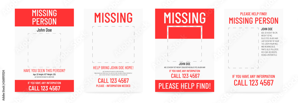 Poster Missing poster template. Person lost banner design. – Wall Art ...