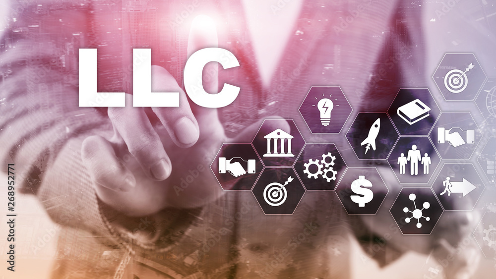 Limited Liability Company concept. Icons on virtual screen. Business ...
