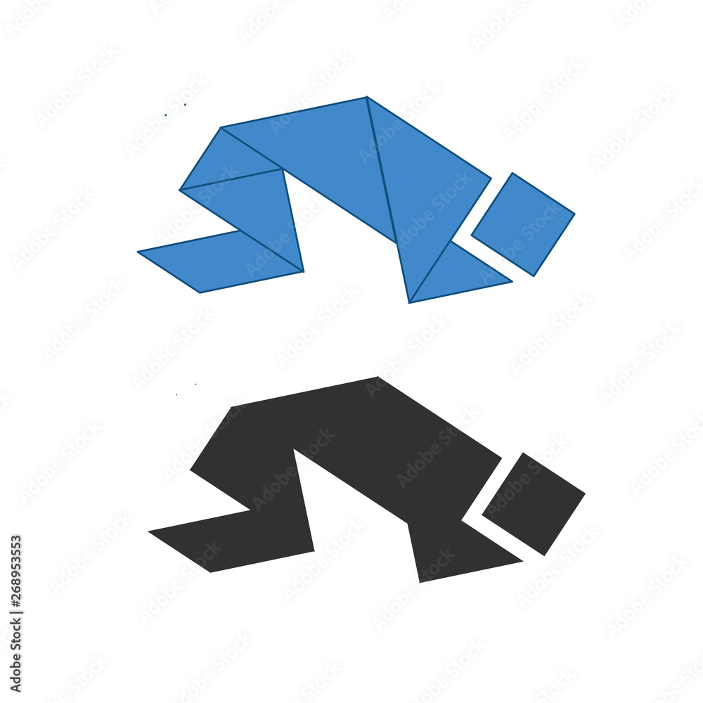 Praying person Tangram. Traditional Chinese dissection puzzle, seven ...