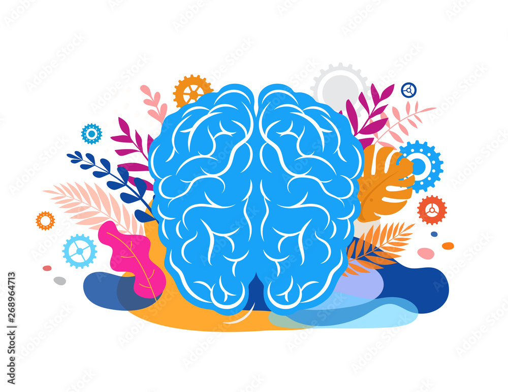 Brain, mind and mindfulness concept illustration. Vector background and ...