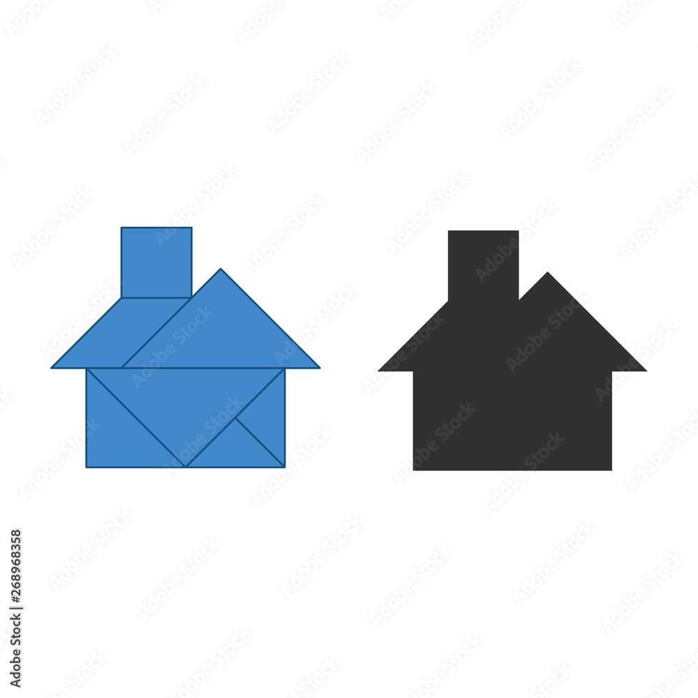 House Tangram. Traditional Chinese dissection puzzle, seven tiling ...