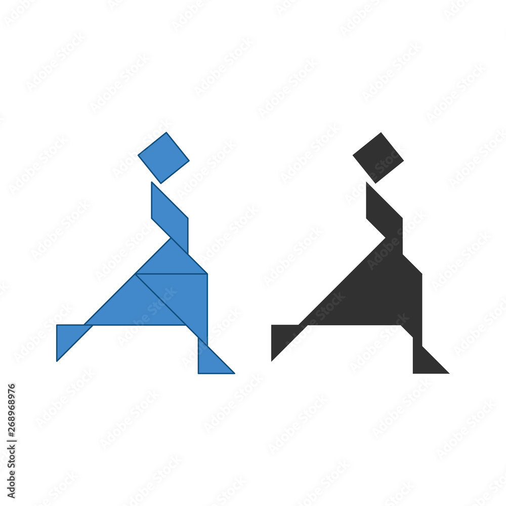 woman Tangram. Traditional Chinese dissection puzzle, seven tiling ...