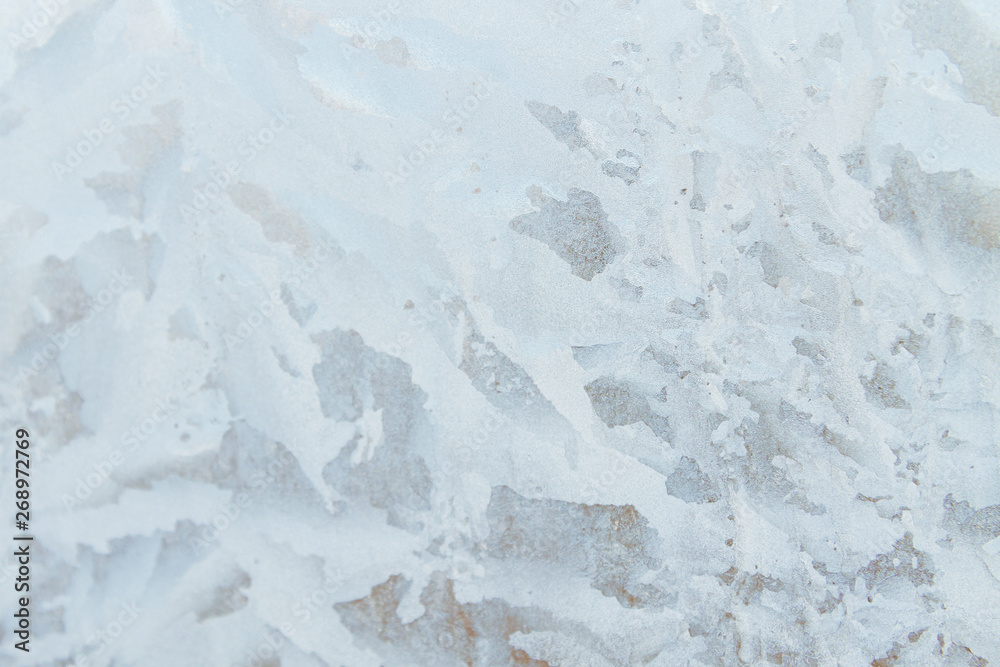 Frosty patterns on a frozen ice box in the early morning Stock Photo ...