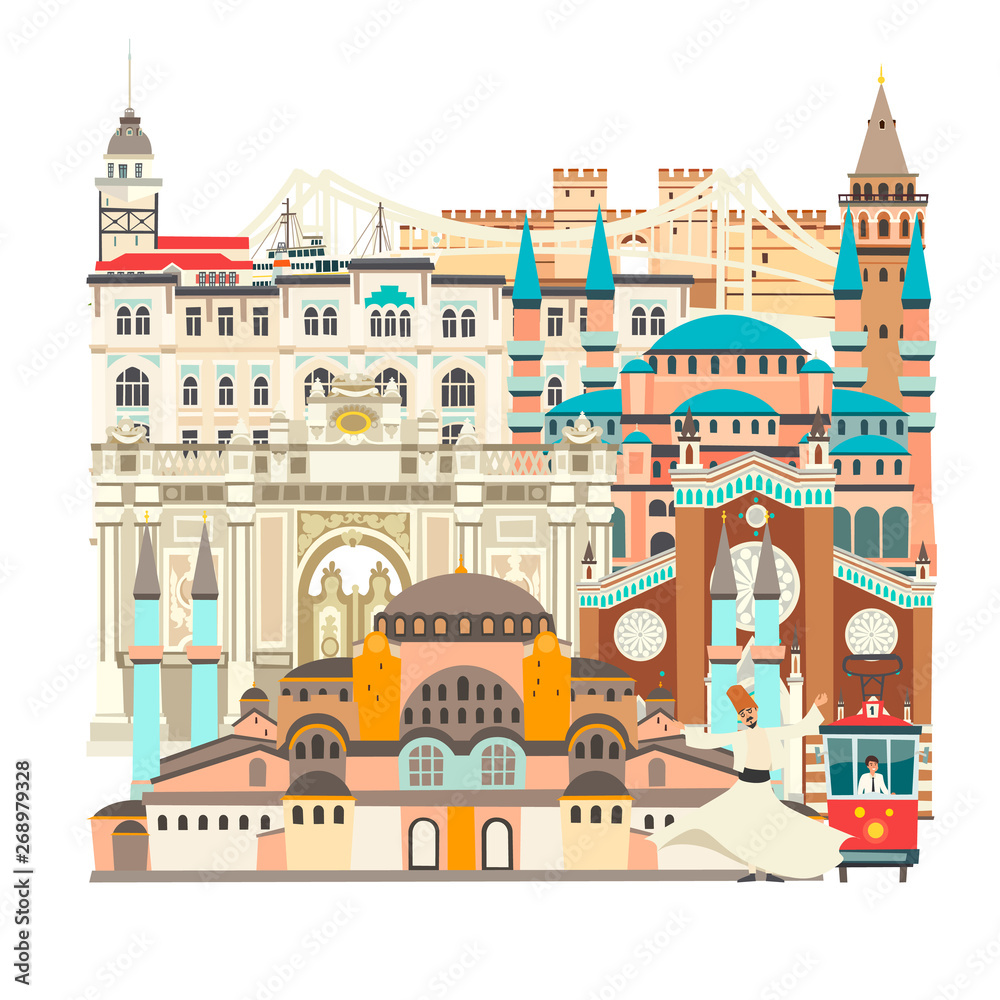 Istanbul City colorful beautiful vector card. Istanbul abstract ...