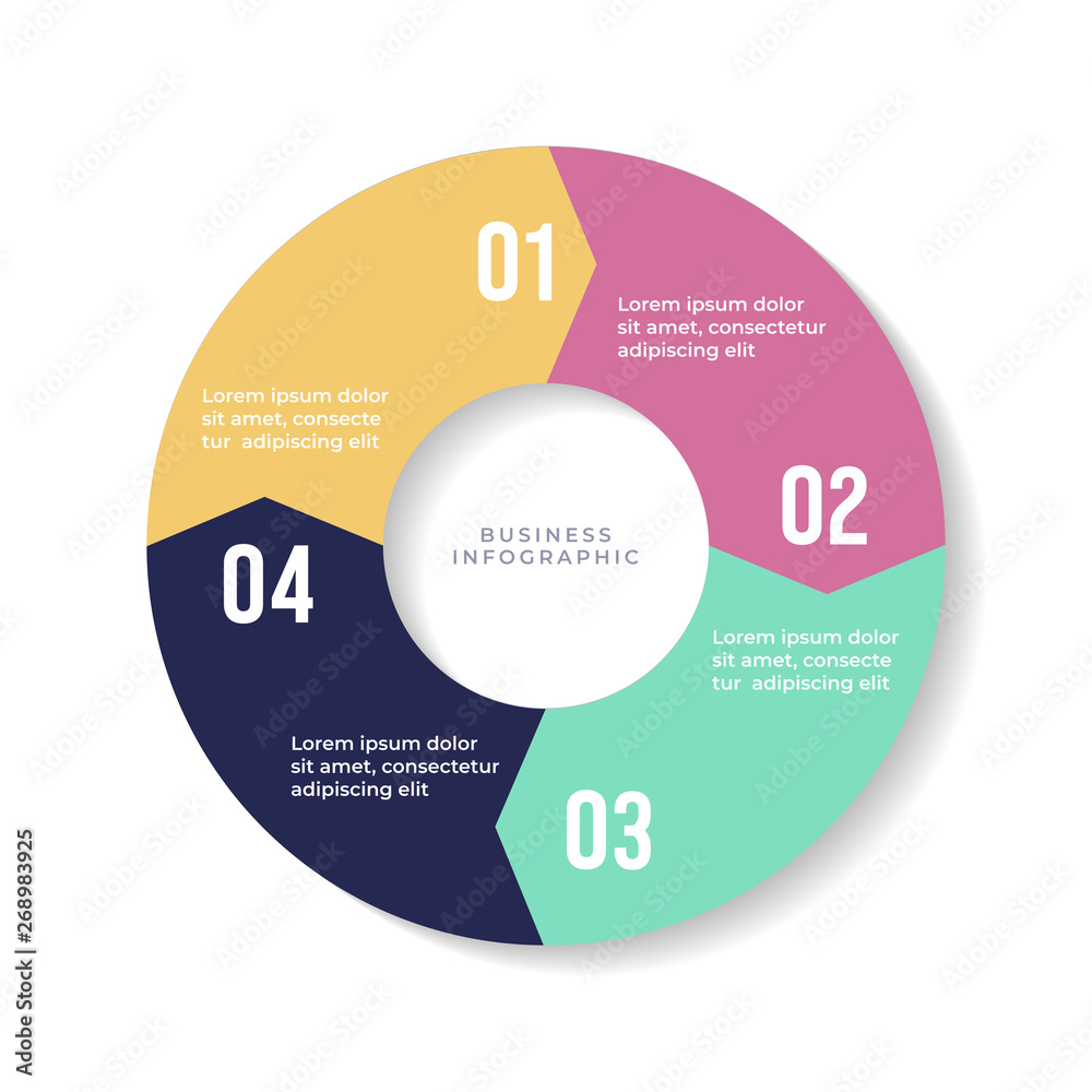 4 steps pie chart, Circle arrows infographic or Circular diagram. Stock ...