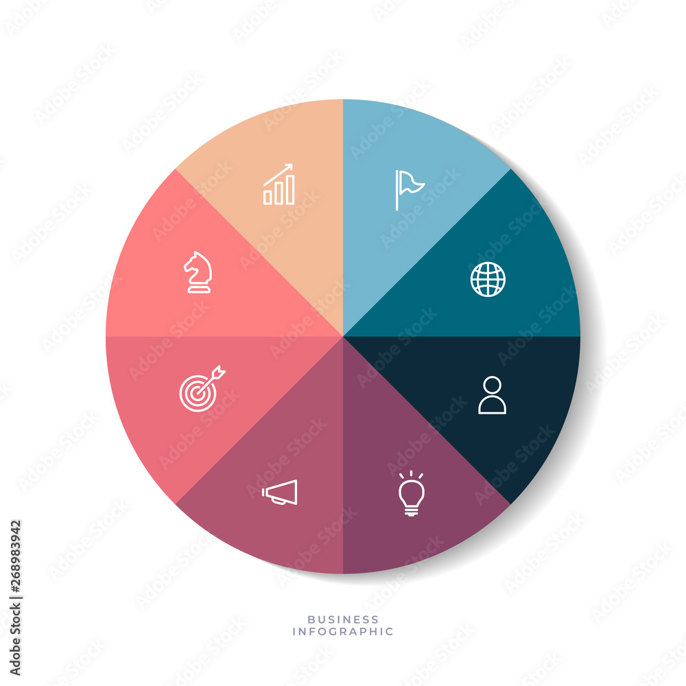 8 steps Circle chart with business icon, Circle infographic or Circular ...