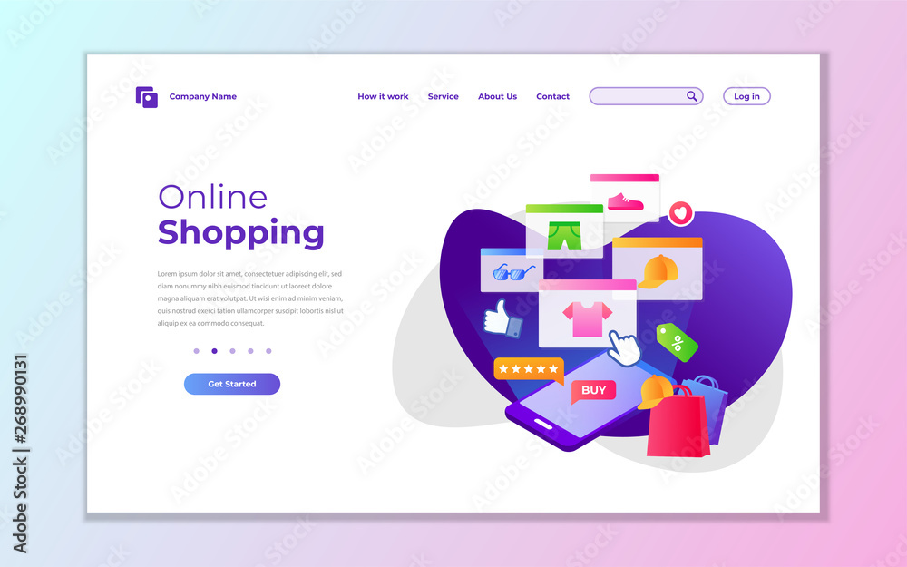 Landing page template of Online Shopping. Modern flat design concept of ...