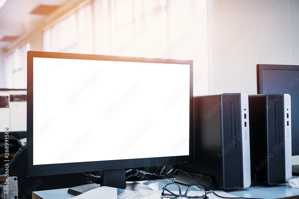 E-learning study concept: Mockup of monitor computer pc for business ...