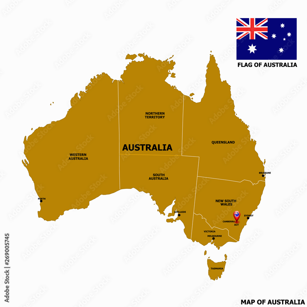 Map of Australia with flag. Australian infographic. Stock Illustration ...