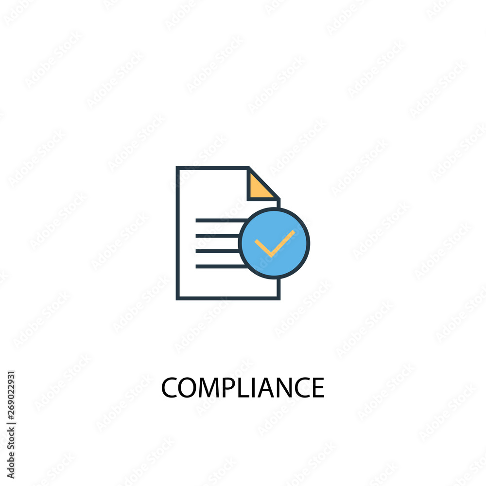 compliance concept 2 colored line icon. Simple yellow and blue element ...