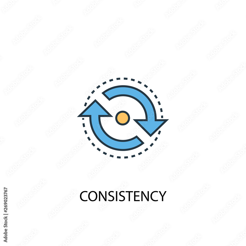 consistency concept 2 colored line icon. Simple yellow and blue element ...