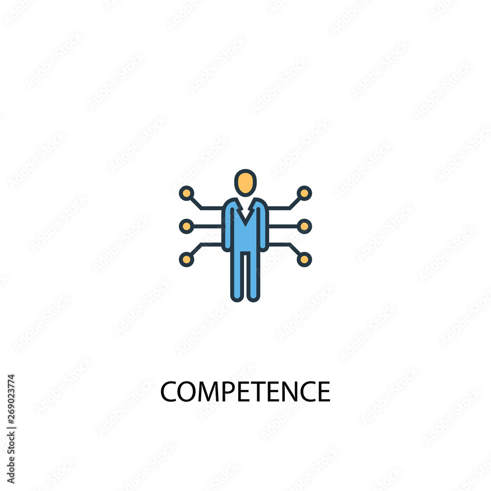 competence concept 2 colored line icon. Simple yellow and blue element ...
