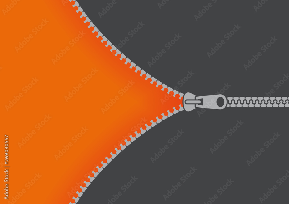 Vector opening zipper with orange base Stock Vector | Adobe Stock