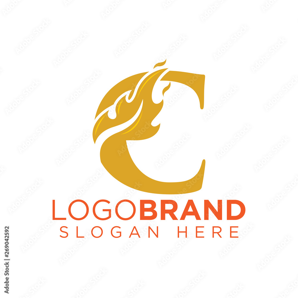 C Letter with Flame Fire logo vector Stock Vector | Adobe Stock
