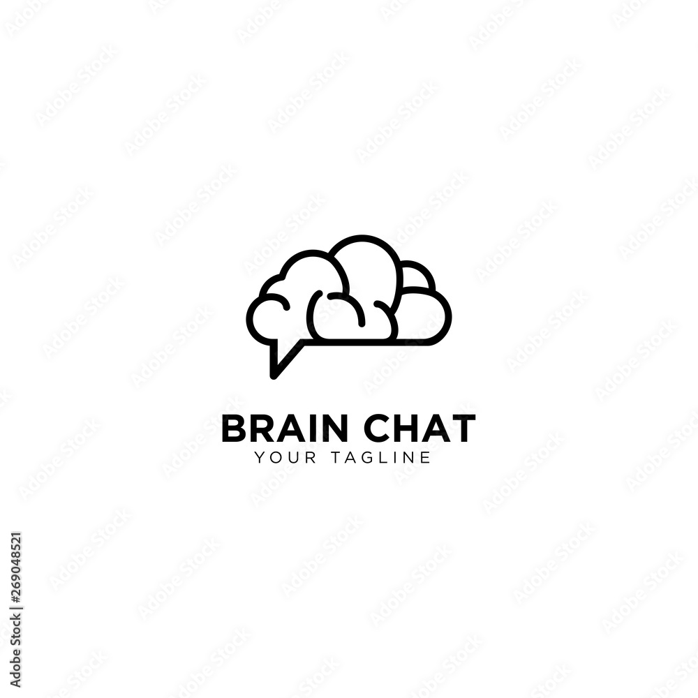 Brain Chat Logo Design Template Stock Vector | Adobe Stock