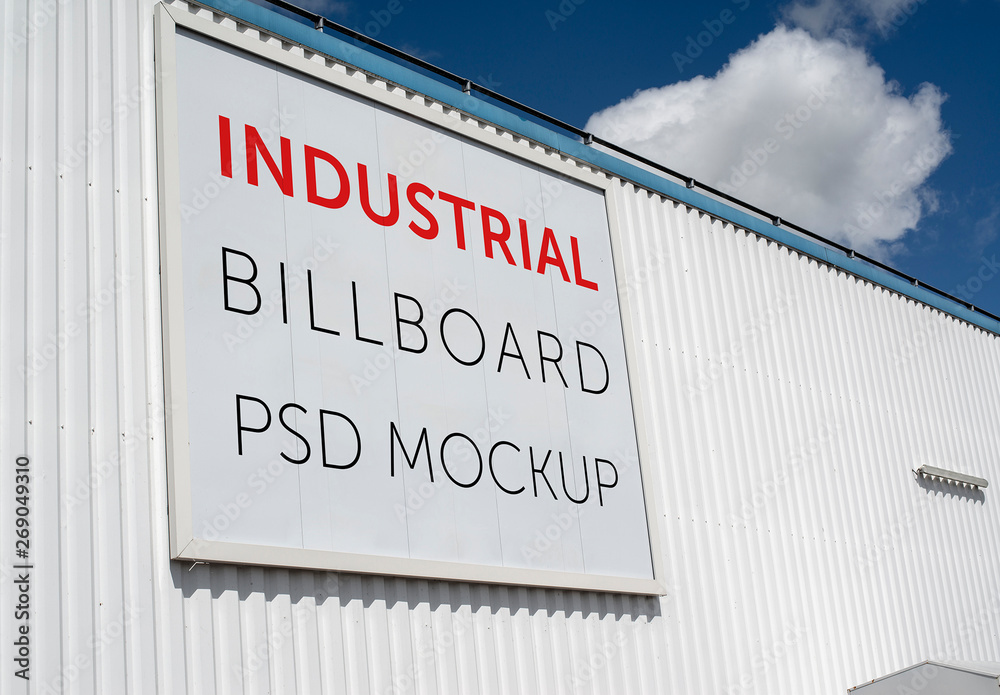 Billboard on Industrial Building Mockup Stock Template | Adobe Stock