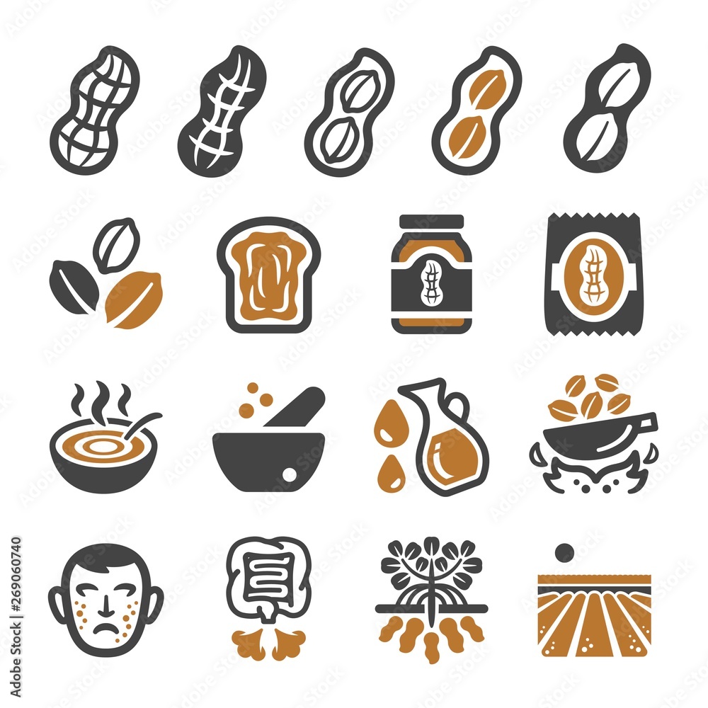 peanut icon set Stock Vector | Adobe Stock