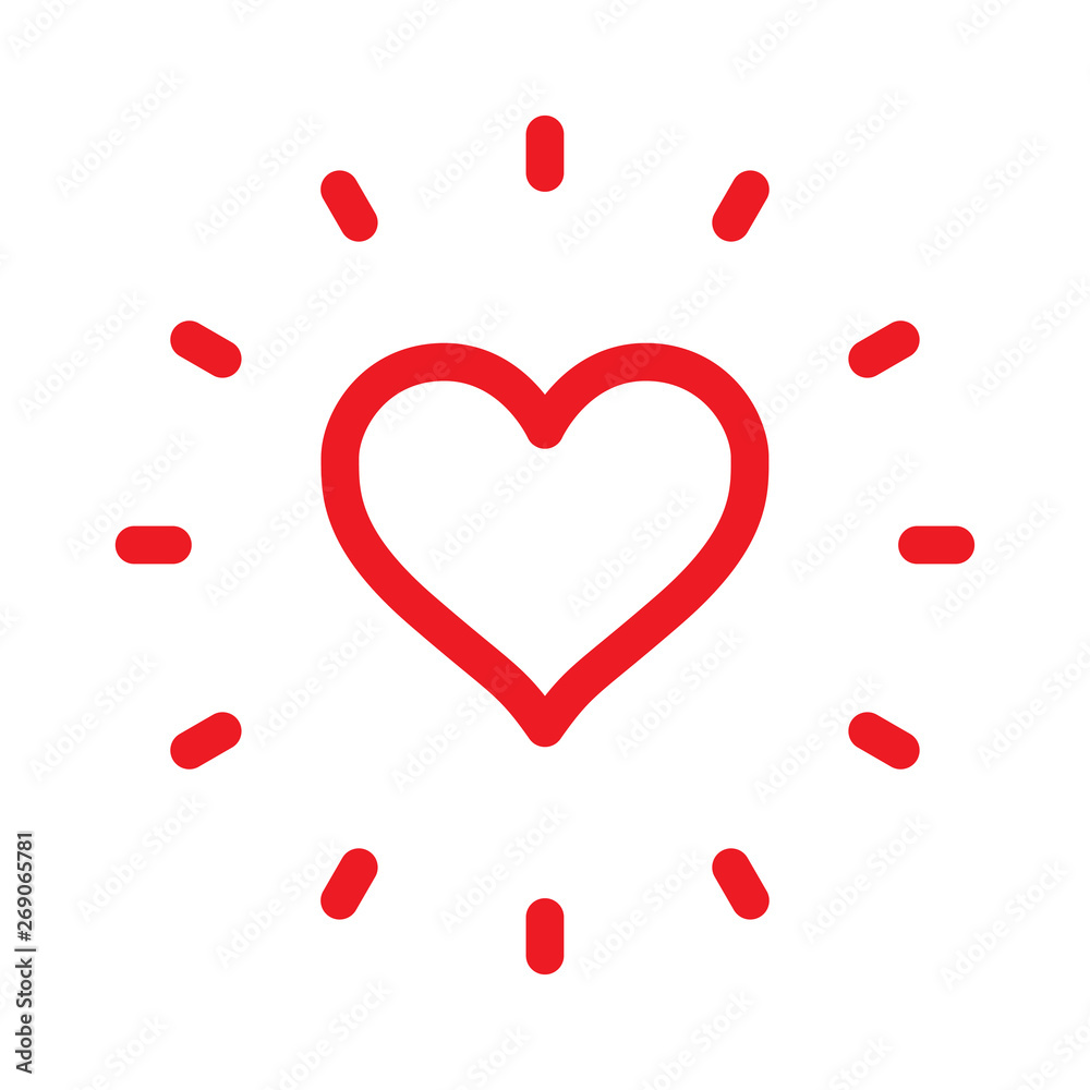 Heart with shine linear icon, love burst symbol, sunshine. Stock Vector ...