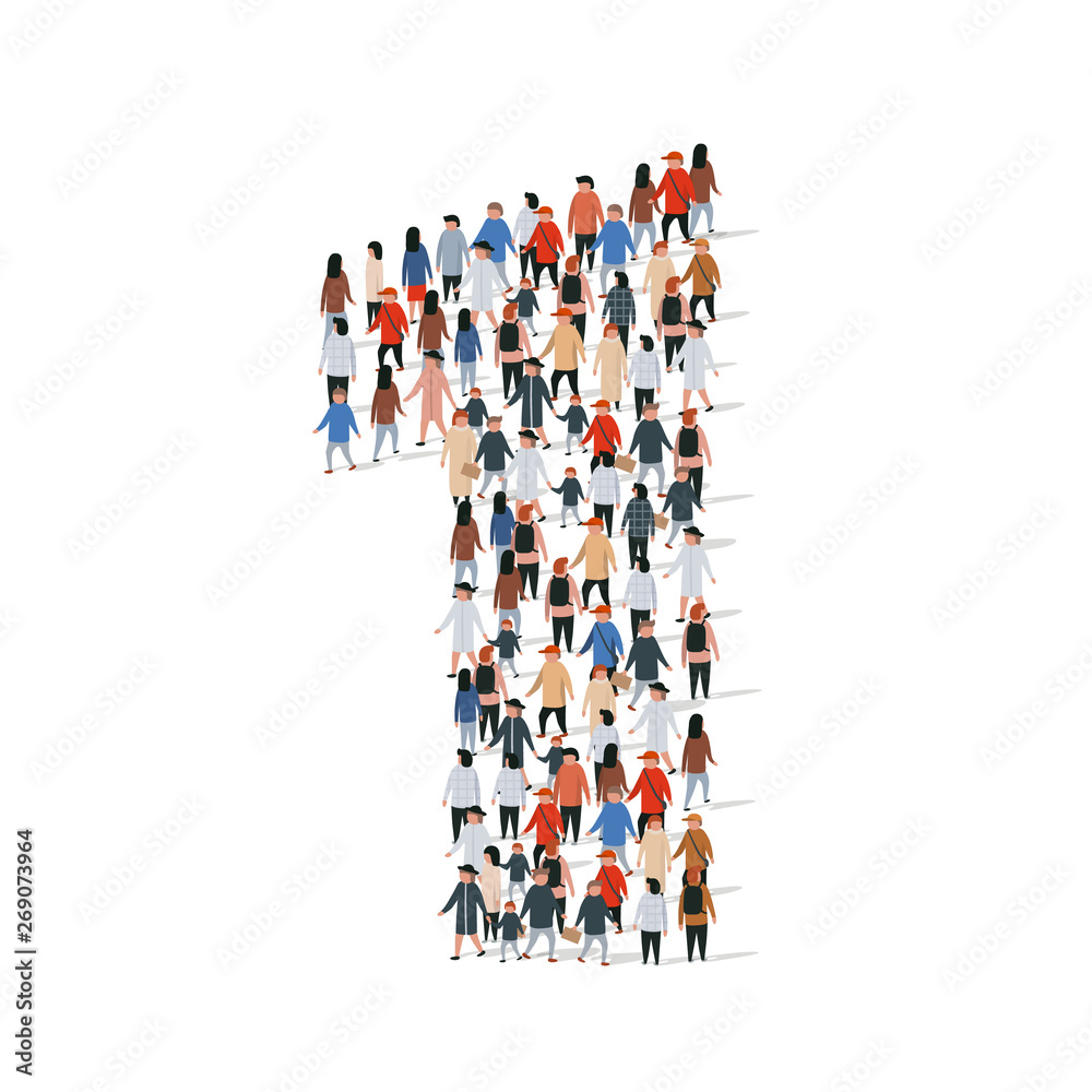 Large group of people in number 1 one form Stock Vector | Adobe Stock