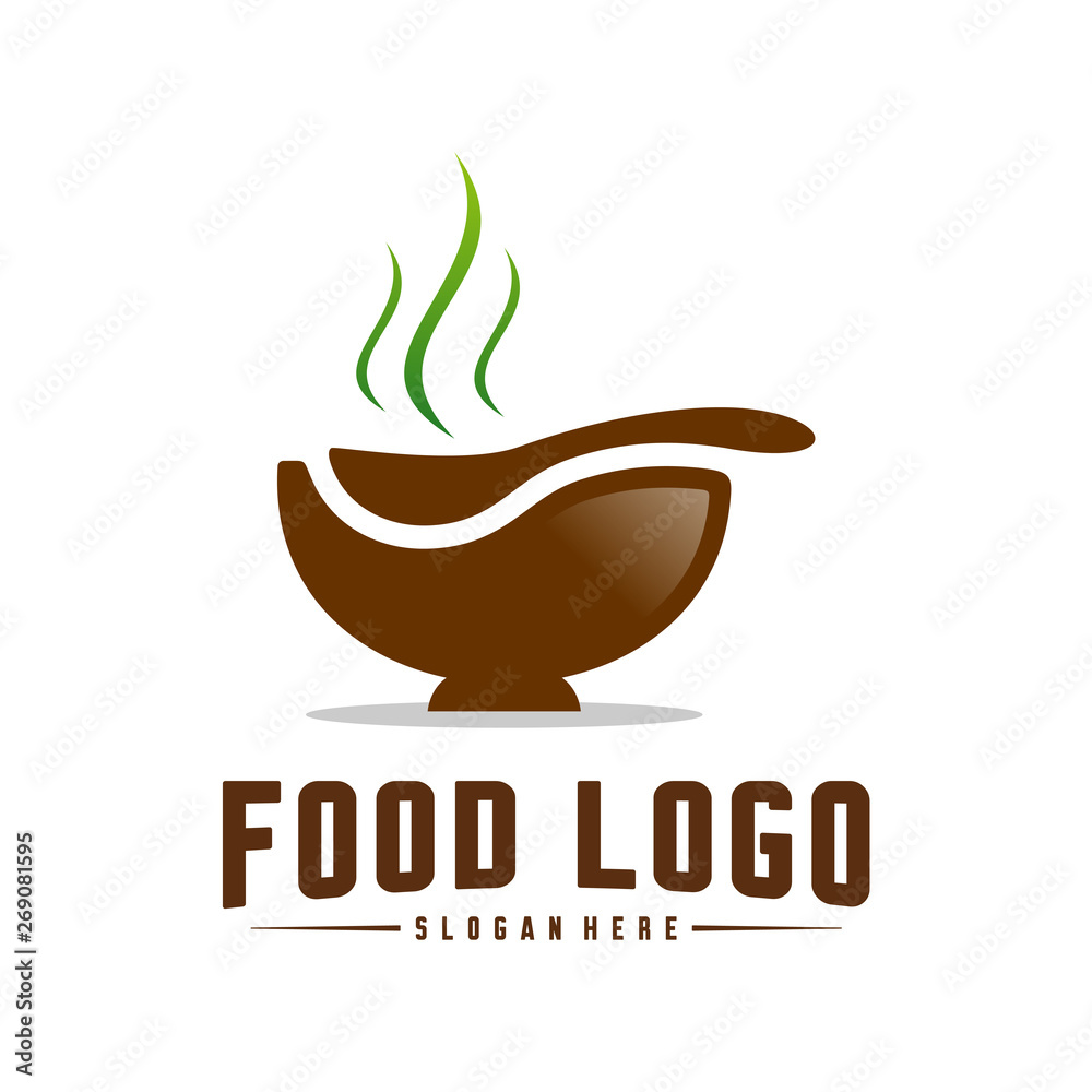Modern minimalist vector logo of food. Cooking logo Template. Label for ...