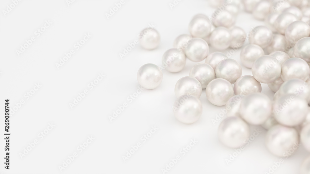 Pile of pearls. Background of the plurality of beautiful pearls. Gems ...