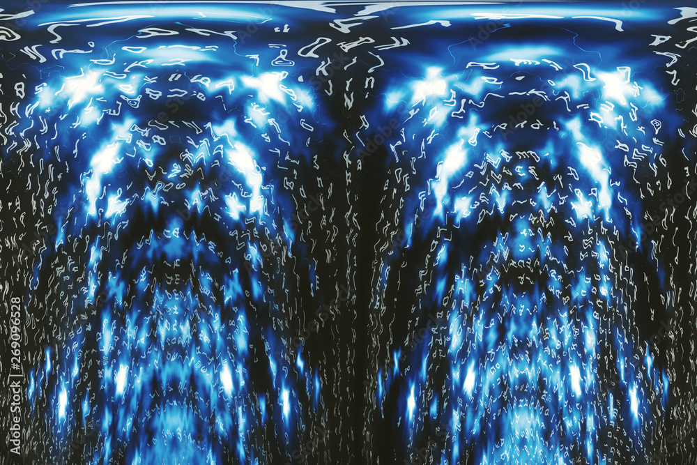 Blue matrix digital background. Distorted cyberspace concept. Characters fall down. Matrix from ...