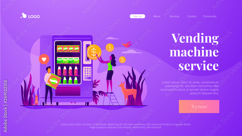 Stockvektorbilden Tiny people consumers buying snacks and drinks in ... Stockvektorbilden Tiny people consumers buying snacks and drinks in ...