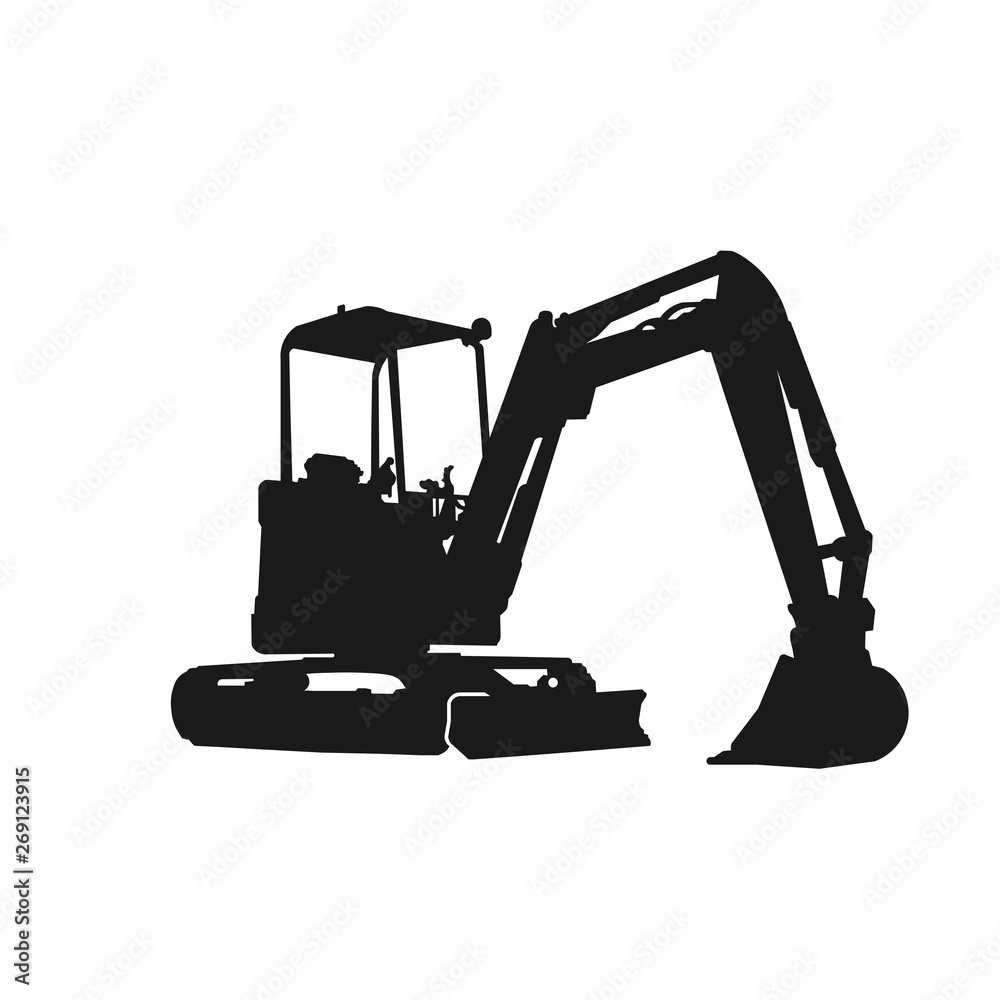 Fotografía simple excavator silhouette design vector logo illustration ...