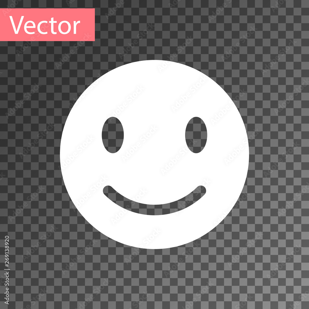 White Smile face icon isolated on transparent background. Smiling ...