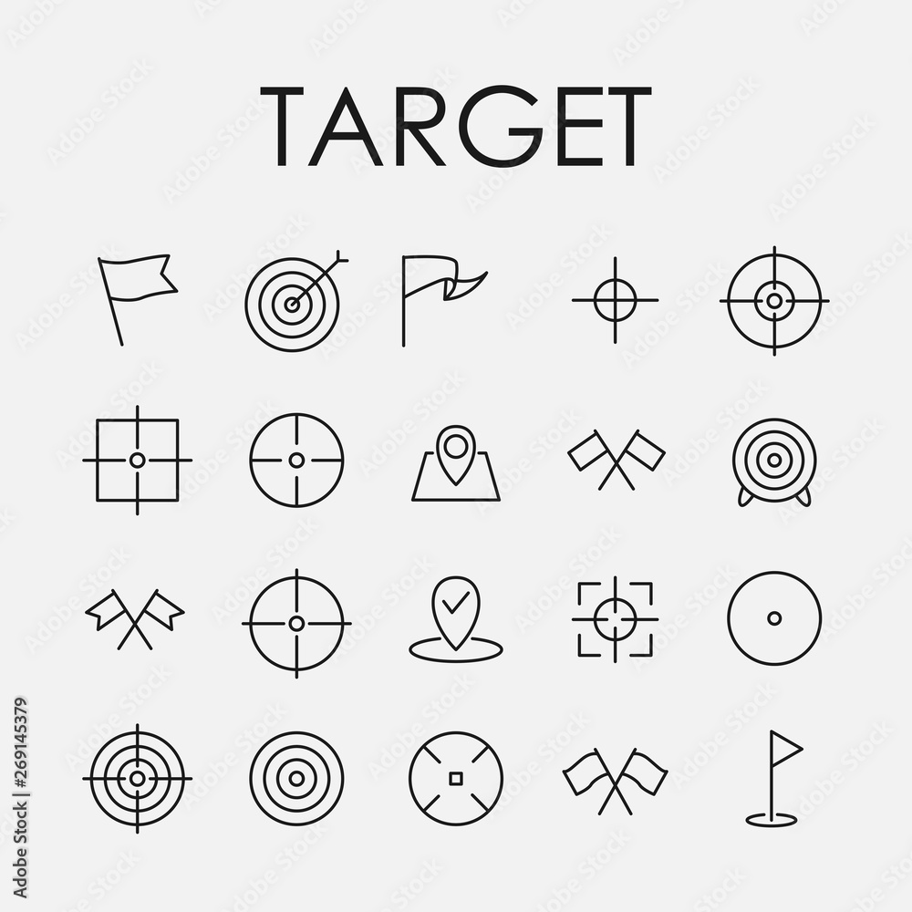 Set of target icons in modern thin line style. Stock Vector | Adobe Stock
