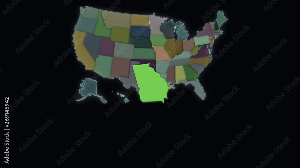 Georgia is highlighted - USA / United States Map Stock Video | Adobe Stock