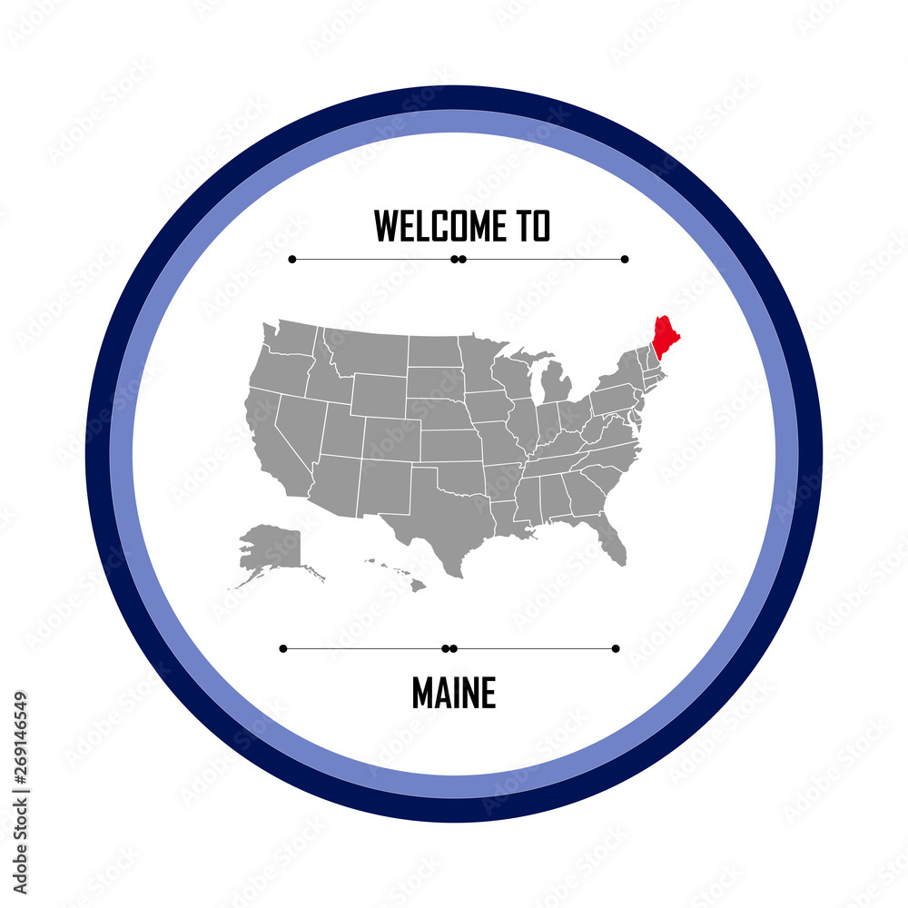 Maine, Map of united states of america with landmark of Maine, American ...