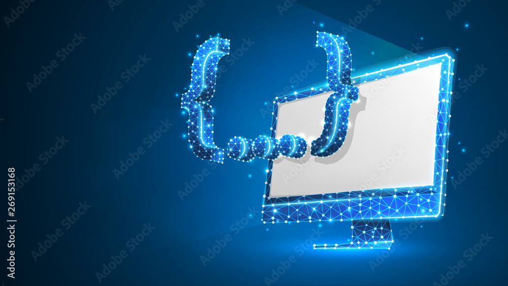 Quote Curly Bracket symbol on white computer monitor. People social ...