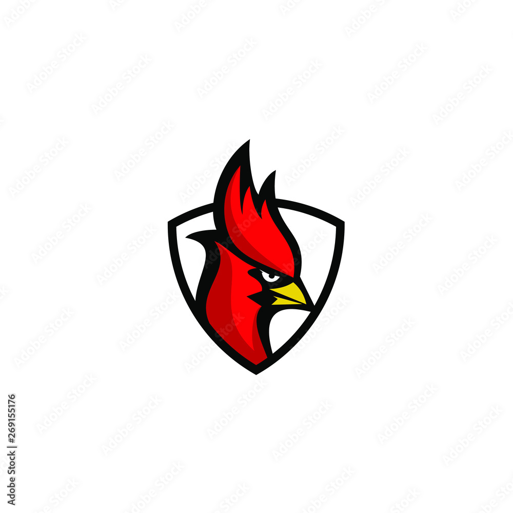 cardinal bird red color head mascot logo icon designs vector ...