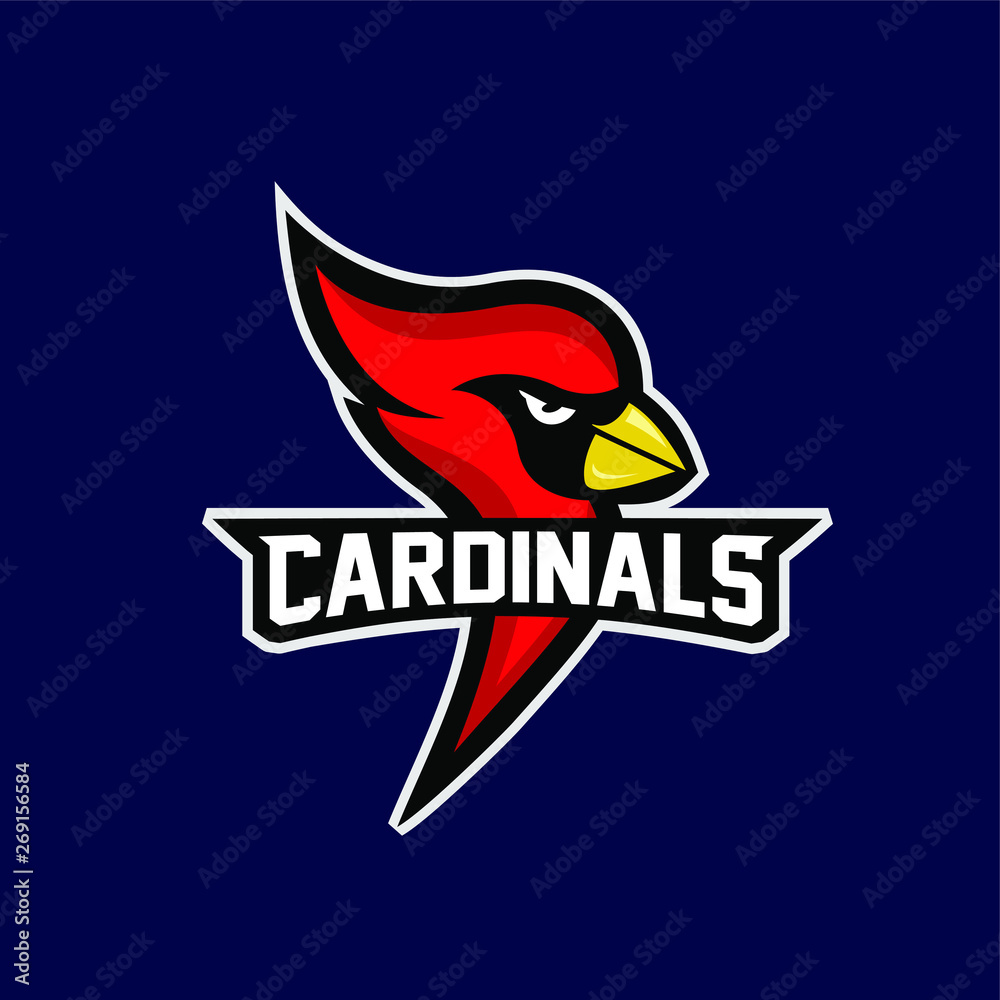 cardinal bird red color head mascot logo icon designs vector ...
