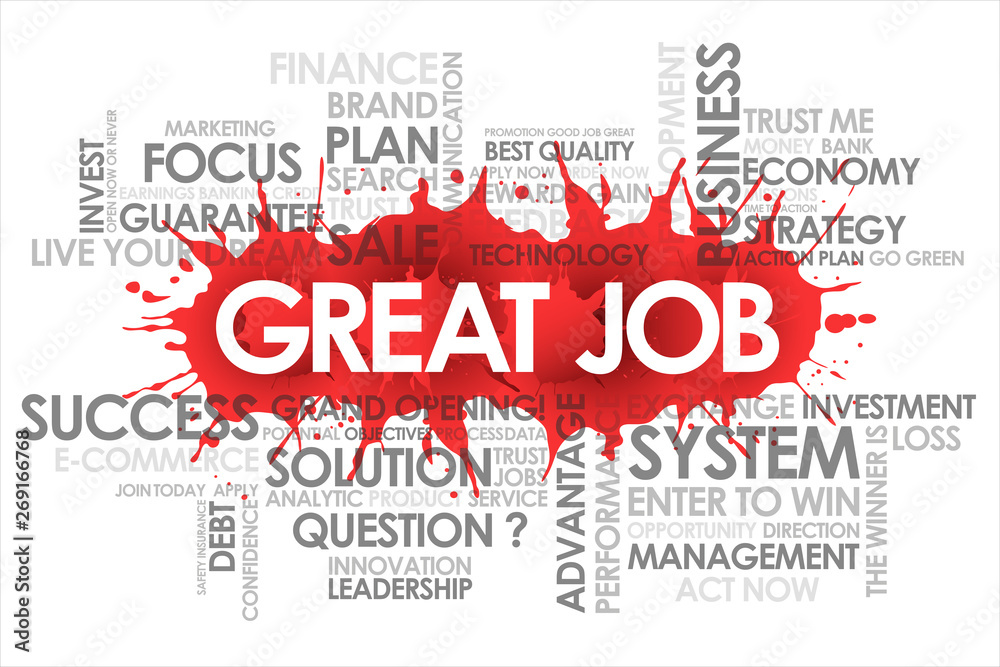 Great Job in word cloud and white background Stock Vector | Adobe Stock