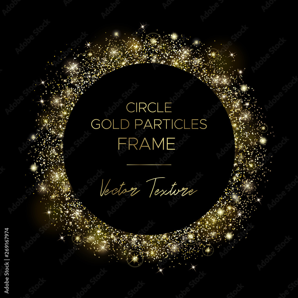 Golden circle. Frame of gold particles and text Stock Vector | Adobe Stock